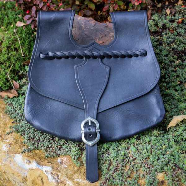 Medieval Leather Bag 13th - 15th Century black Wulflund