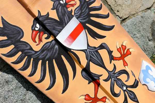 HAND PAINTED PAVISE, long wooden shield Eagle Wulflund