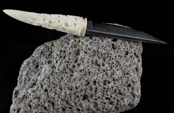 FLÓKI, Viking Knife, antler, damascus steel Wulflund