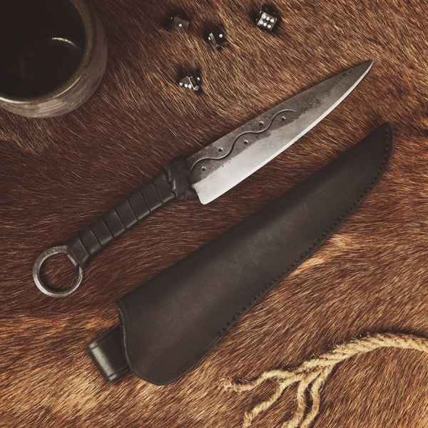 CRUACHAN, forged Celtic knife with sheath, spring steel Wulflund