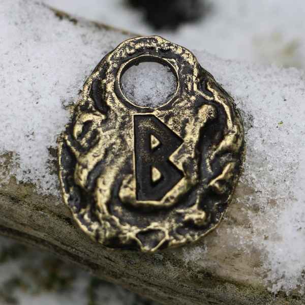 BERKANO - Rune Pendant ant. brass Drakkaria rune pendants amulets and ...
