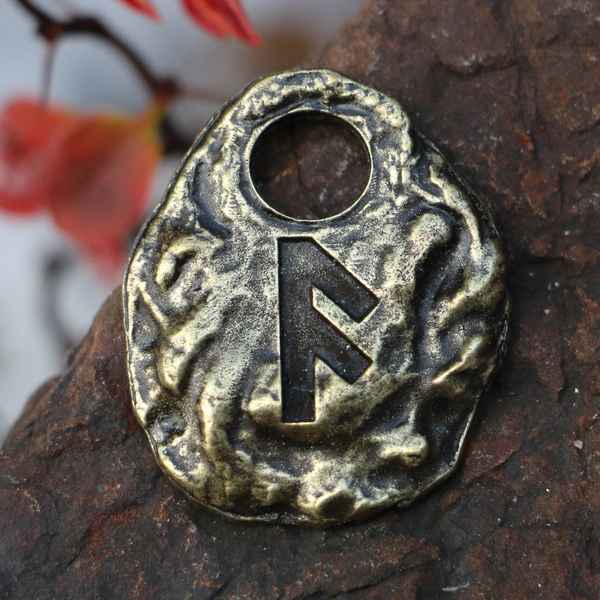 ANSUZ - Rune Pendant, zinc, antique brass Wulflund