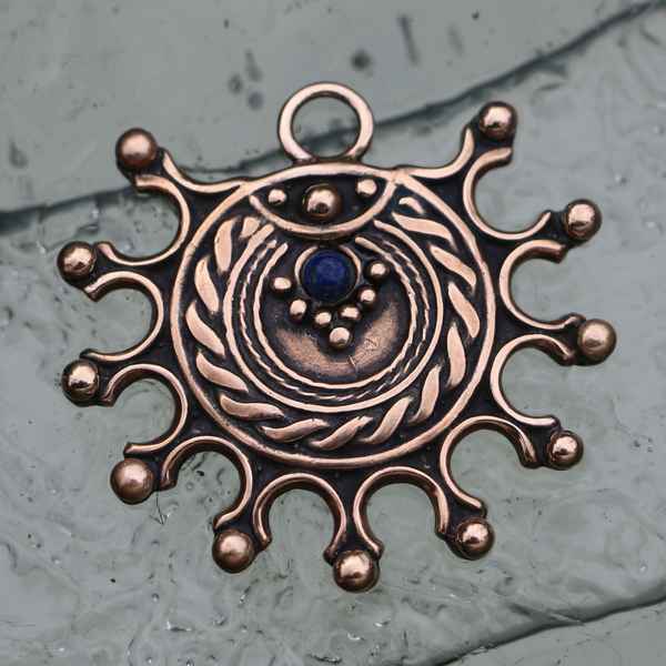 DEVANA, Slavic sun amulet, bronze lapis Drakkaria Pendants Bronze ...