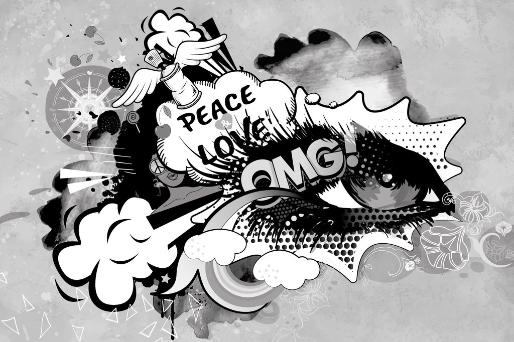 Wallpaper gray graffiti eye | Dovido.com