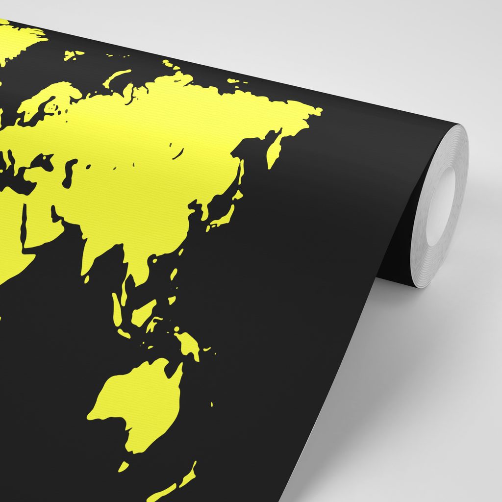 Wallpaper yellow map on a black background | Dovido.com