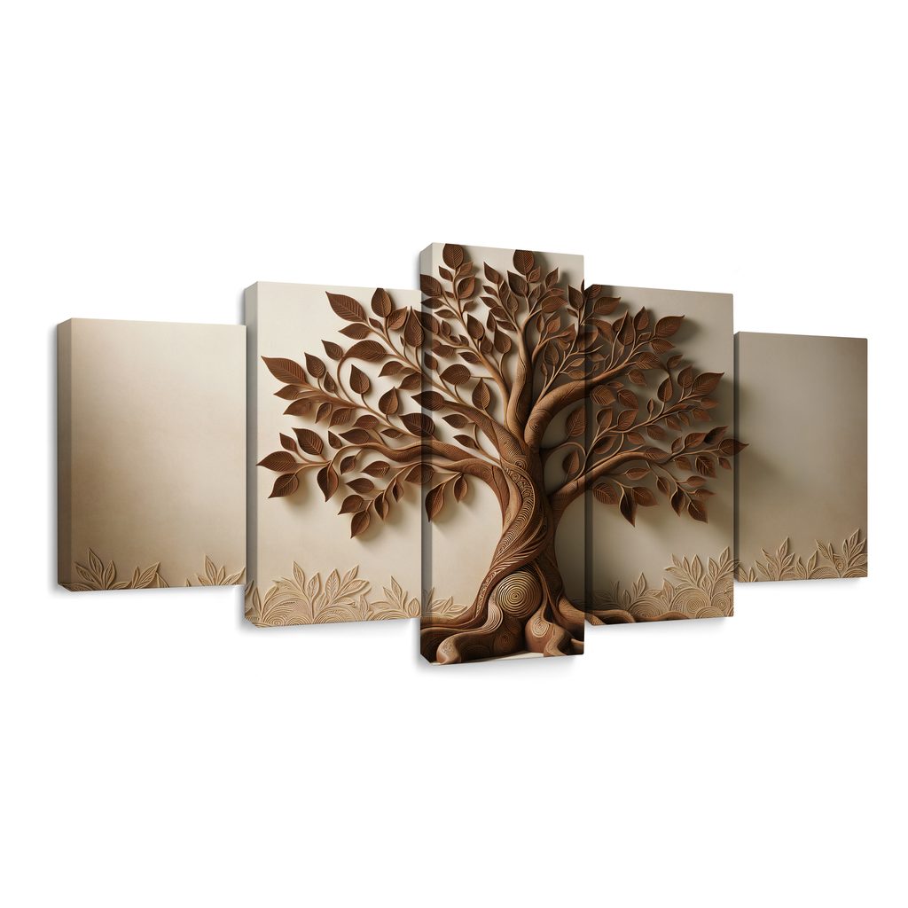 5-dílný obraz hnědý strom života | Dovido.cz