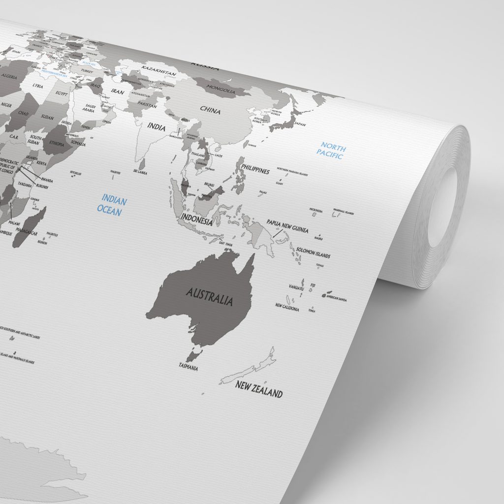 Wallpaper black and white map with a blue contrast | Dovido.com