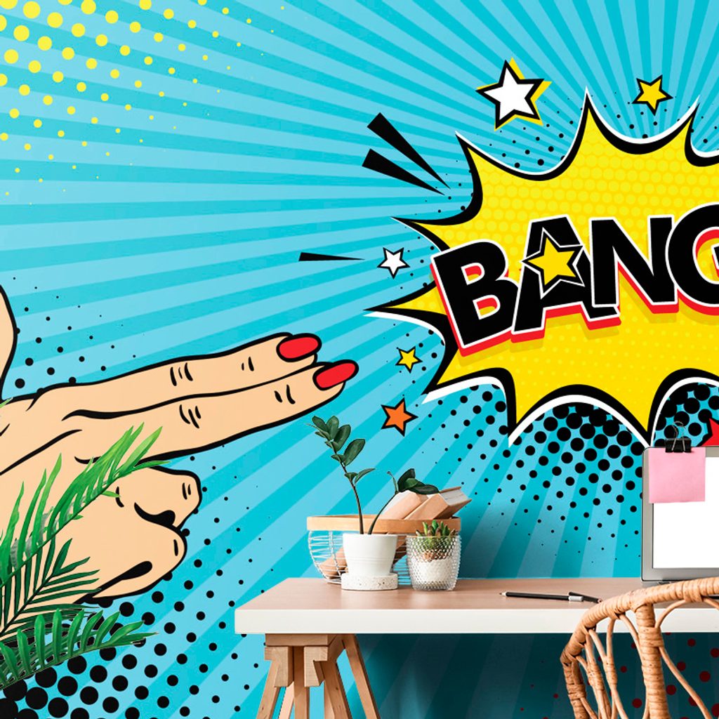 Wallpaper with a pop art theme - BANG! | Dovido.com