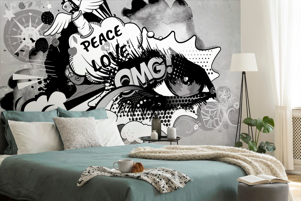 Wallpaper gray graffiti eye | Dovido.com