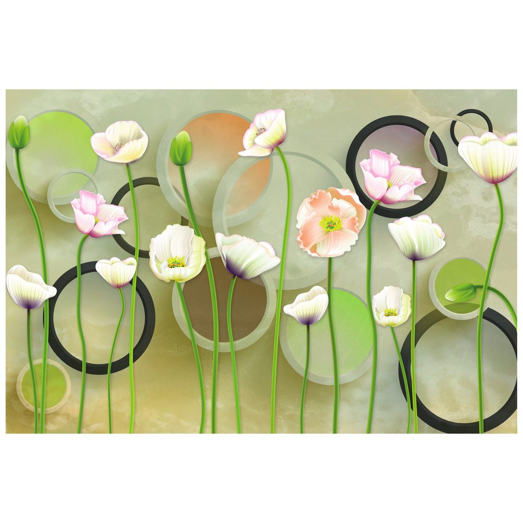 Samoljepljiva tapeta makovi na apstraktnoj pozadini | Dovido.hr