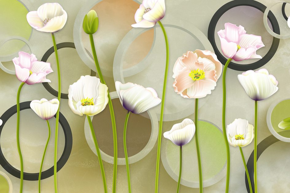 Tablou maci albi pe un fundal abstract | Dovido.ro