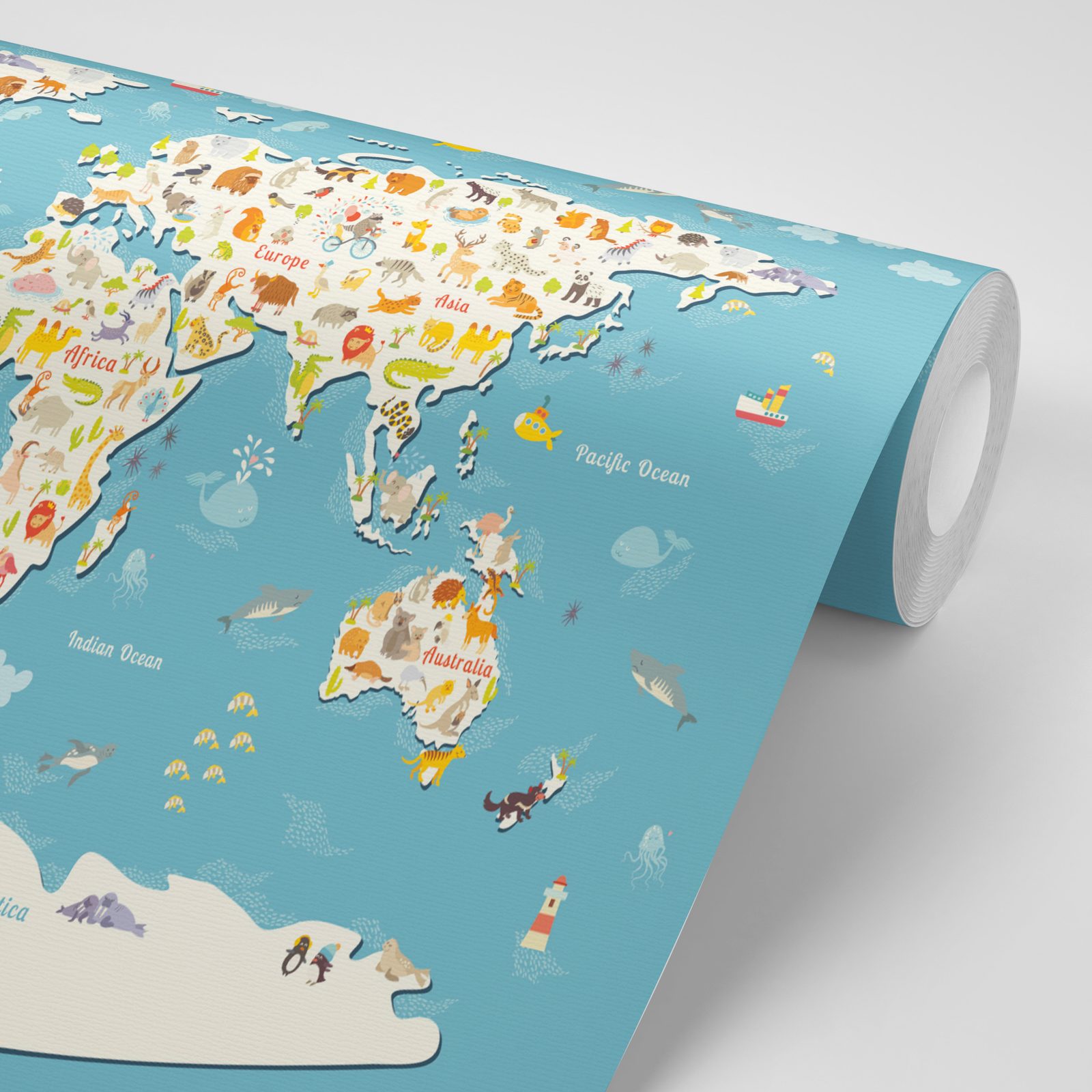 Tapeta detská mapa so zvieratkami | Dovido.sk