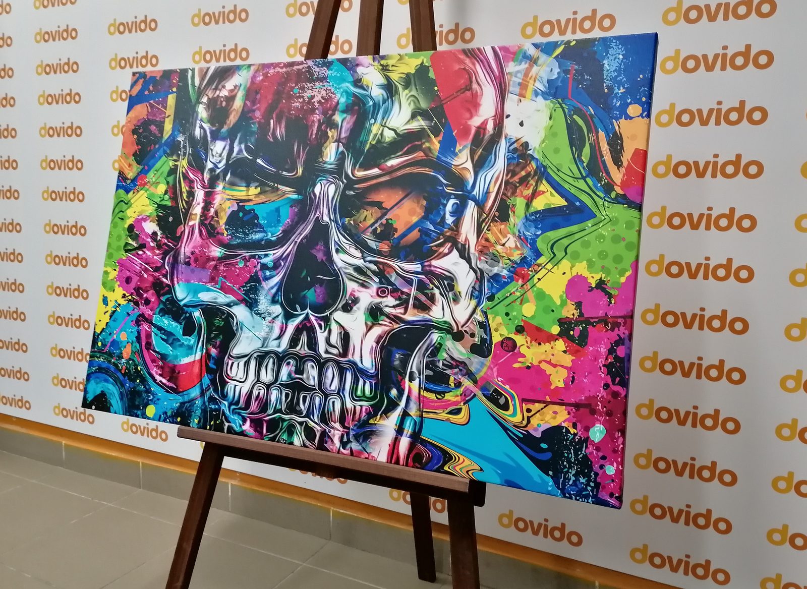 Tablou craniu de artă colorat | Dovido.ro