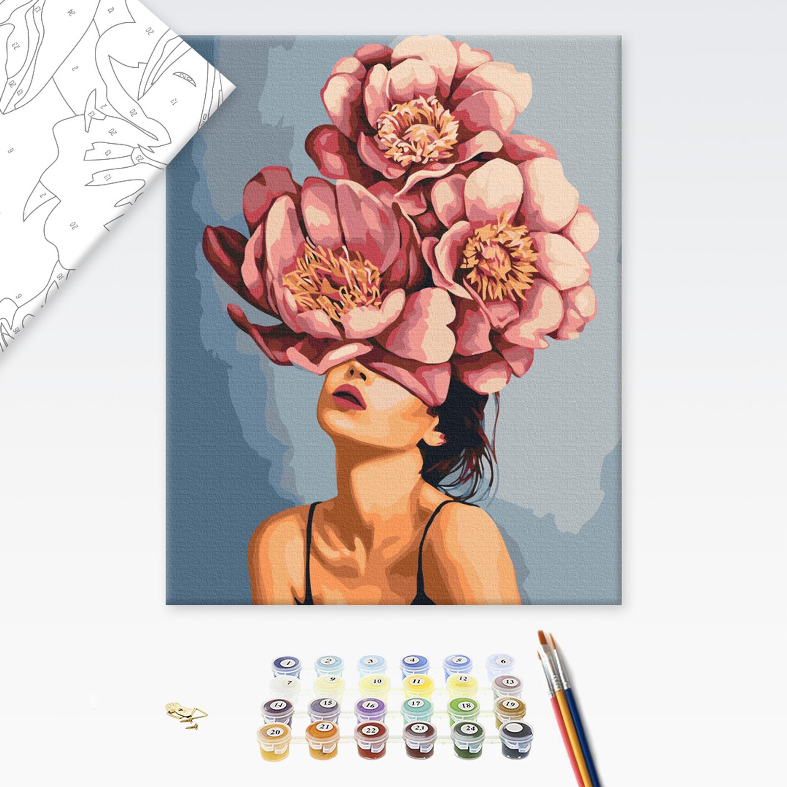 Malen nach Zahlen Blumen, Grau | Dovido.de