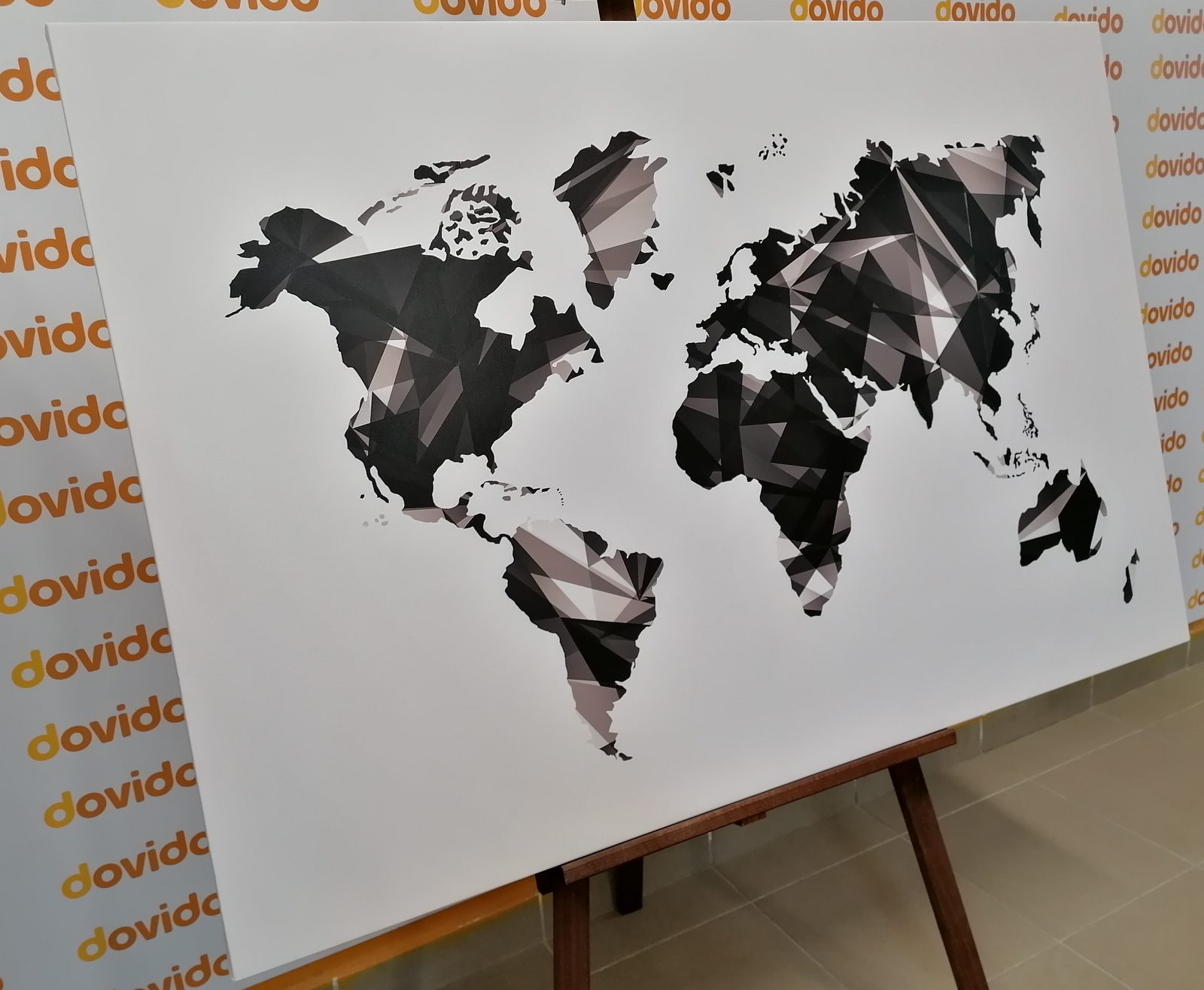 Obraz mapa sveta v dizajne vektorovej grafiky v čiernobielom prevedení ...