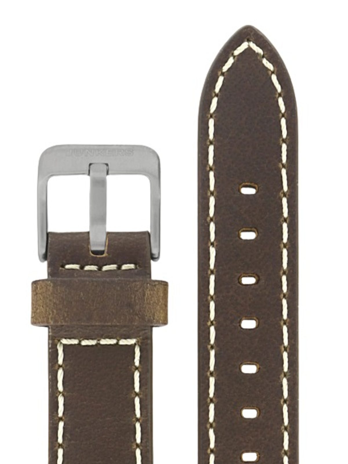 Leather strap Junkers 20mm - brown/white stitching | Helveti.eu