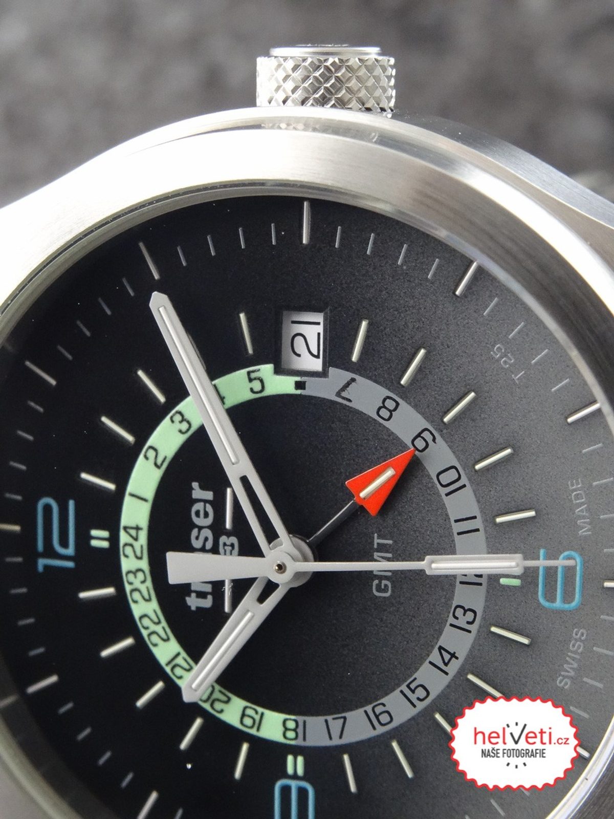 Traser Aurora GMT Silver - kůže | Helveti.cz
