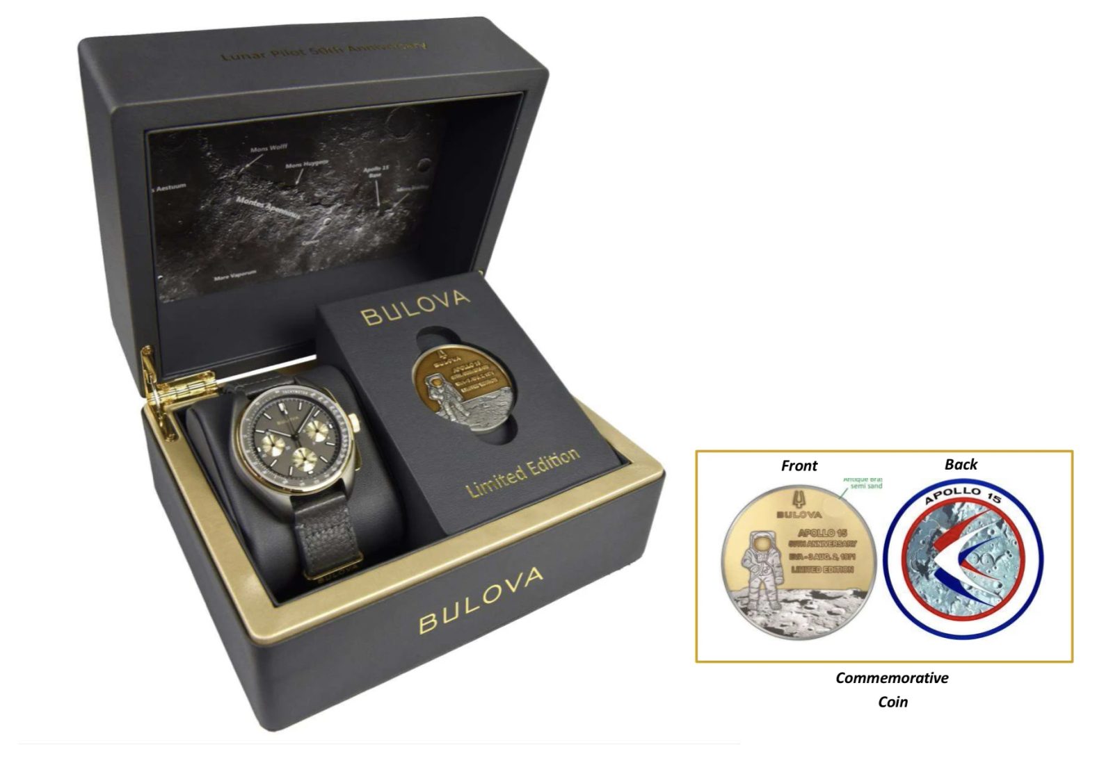 Bulova Lunar Pilot Chronograph 98A285 50th Anniversary Limited Edition ...