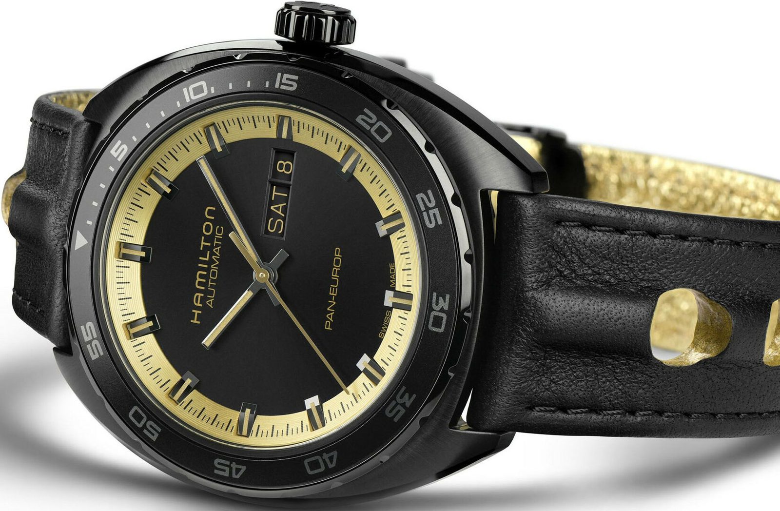 Hamilton American Classic Pan Europ Black & Gold Auto H35425730 ...