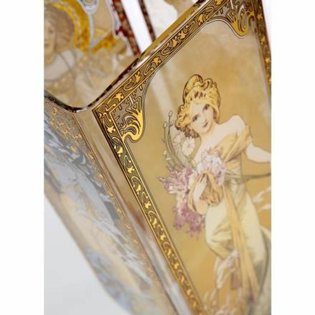 Vase Alphonse Mucha - The Four Seasons 13 / 13 / 30 cm, Glass, Goebel ... Vase Alphonse Mucha - The Four Seasons 13 / 13 / 30 cm, Glass, Goebel ...