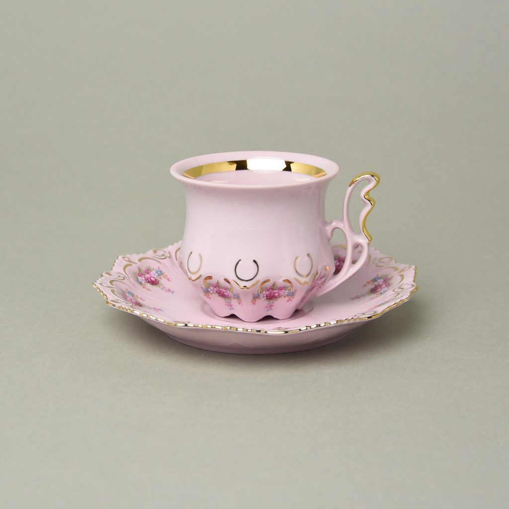 Cup 120 ml and saucer coffee 14 cm, Lenka 563, Rose China Chodov ...