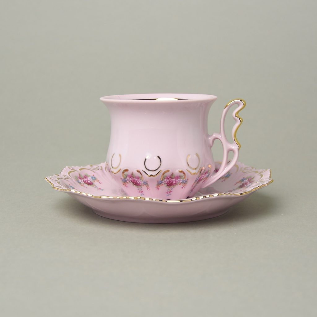 Cup 120 ml and saucer coffee 14 cm, Lenka 563, Rose China Chodov ...