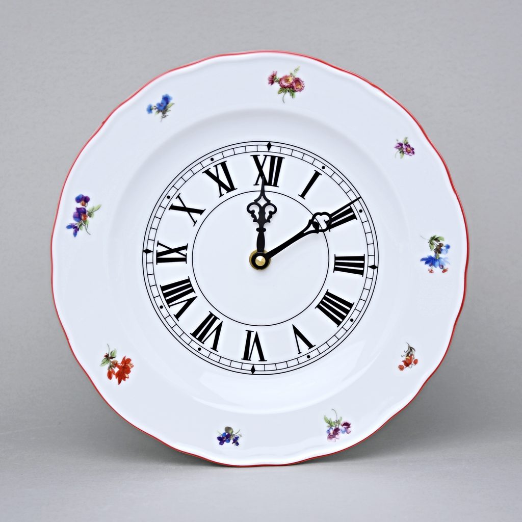 Wall clock with clockwork 24 cm, Hazenka red line, Cesky porcelan a.s ...