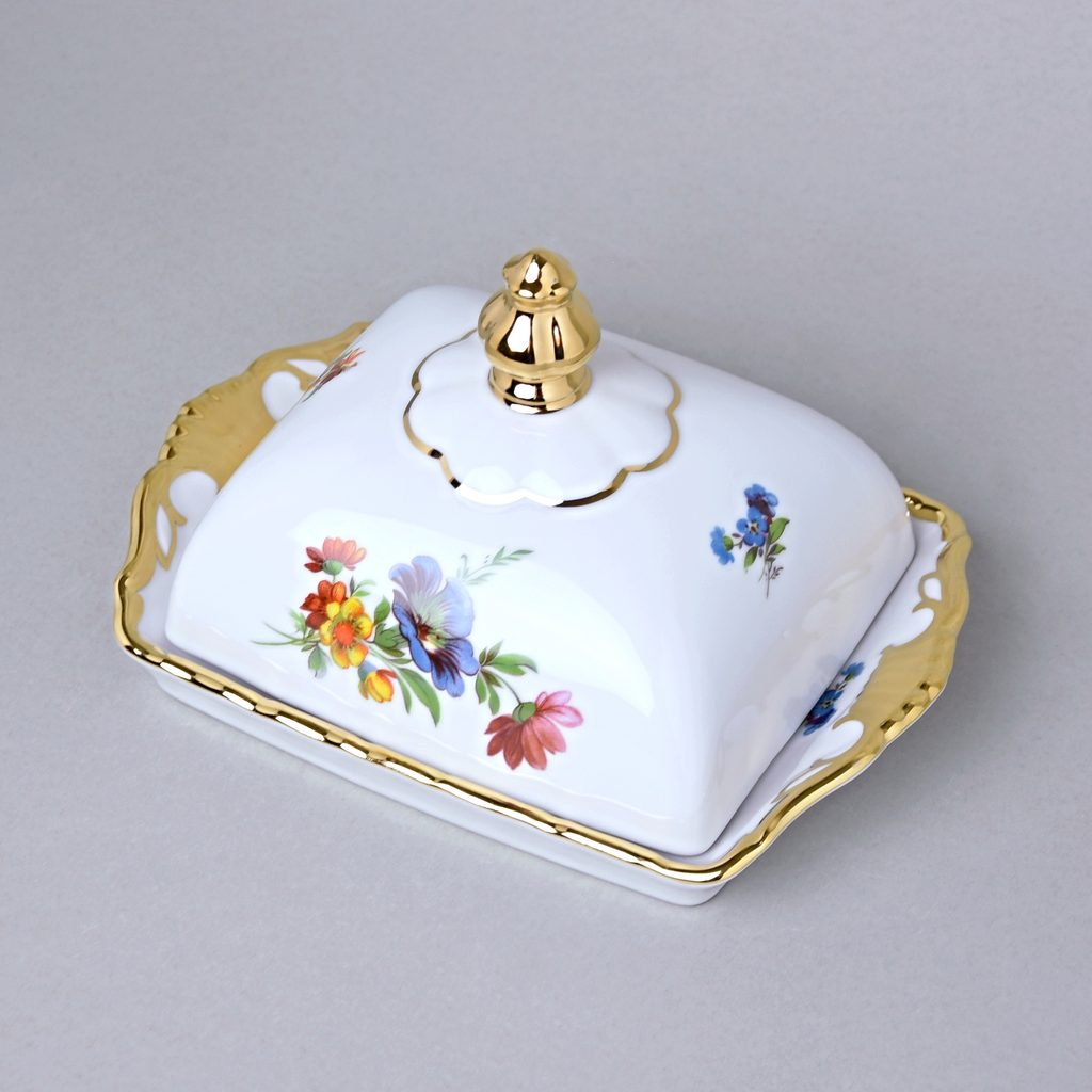 Butter dish for a 250 g butter, Aristocrat, Queens Crown, Original Bohemia porcelain - Carlsbad ...
