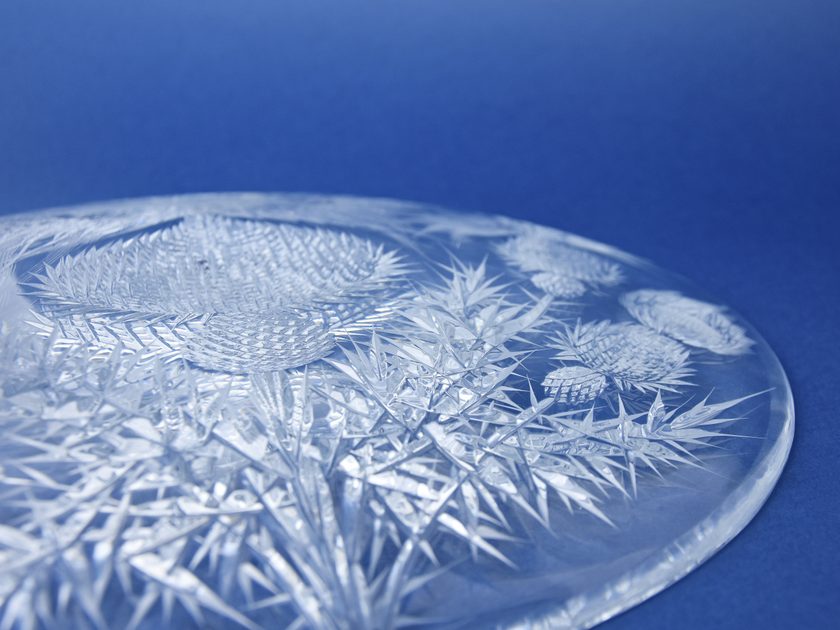 Crystal Hand Cut Plate / Platter - Thistle decor, 355 mm, Crystal ...