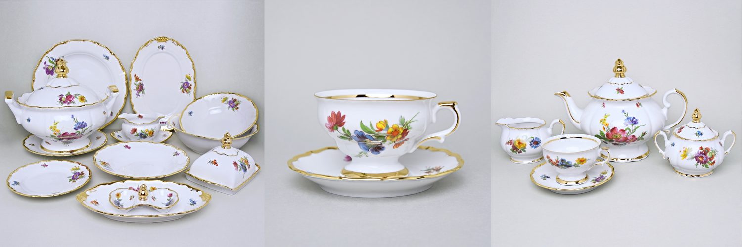 Richly decorated porcelain, Aristokrat form, decor 1042 + gold, Queens ...
