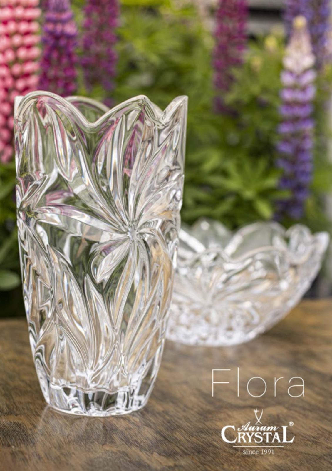 Crystal Vase Flora Amber, 28 cm, Aurum Crystal - Bohemia Crystalex a ...