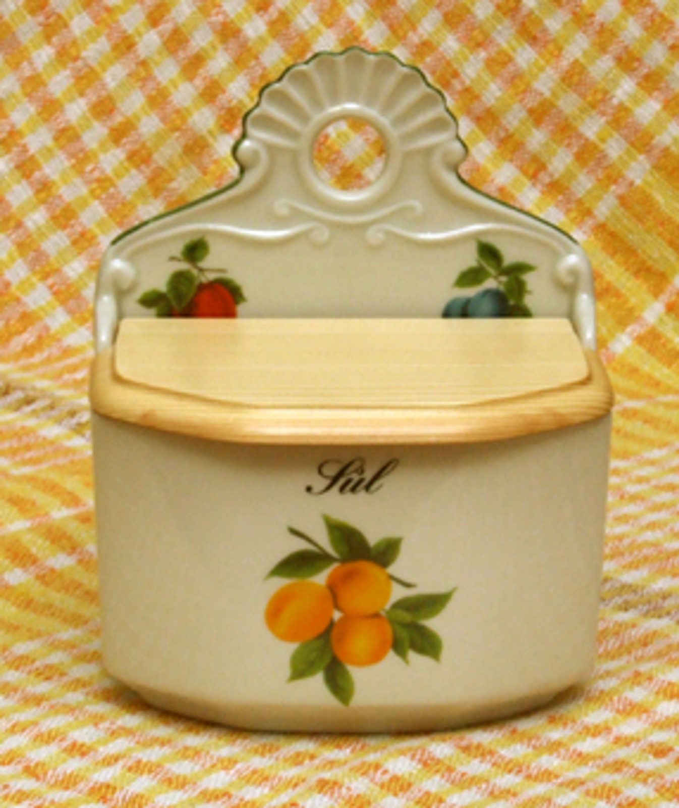 Wall salt box with sign "Salt" 0,70 l, Ivory Fruits, Cesky porcelan a.s ...