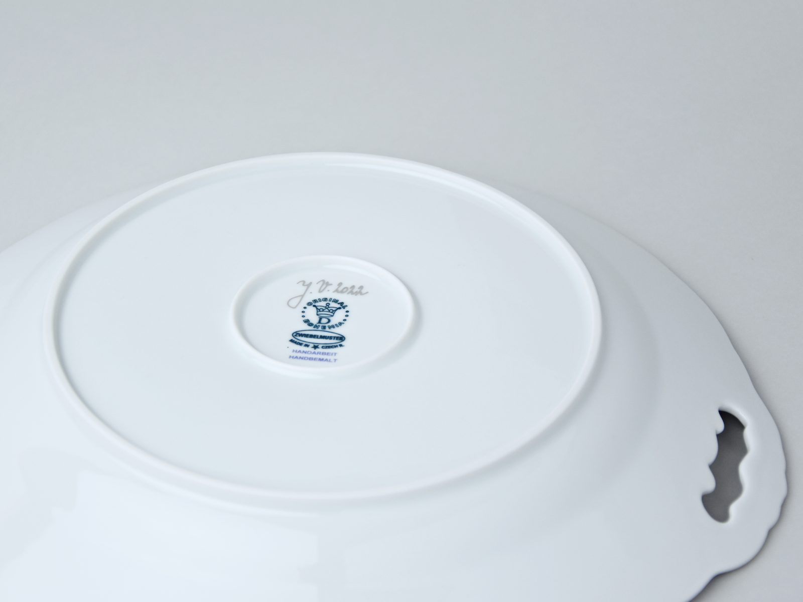 Cake palte with handles 28 cm, Original Blue Onion Pattern + platinum ...