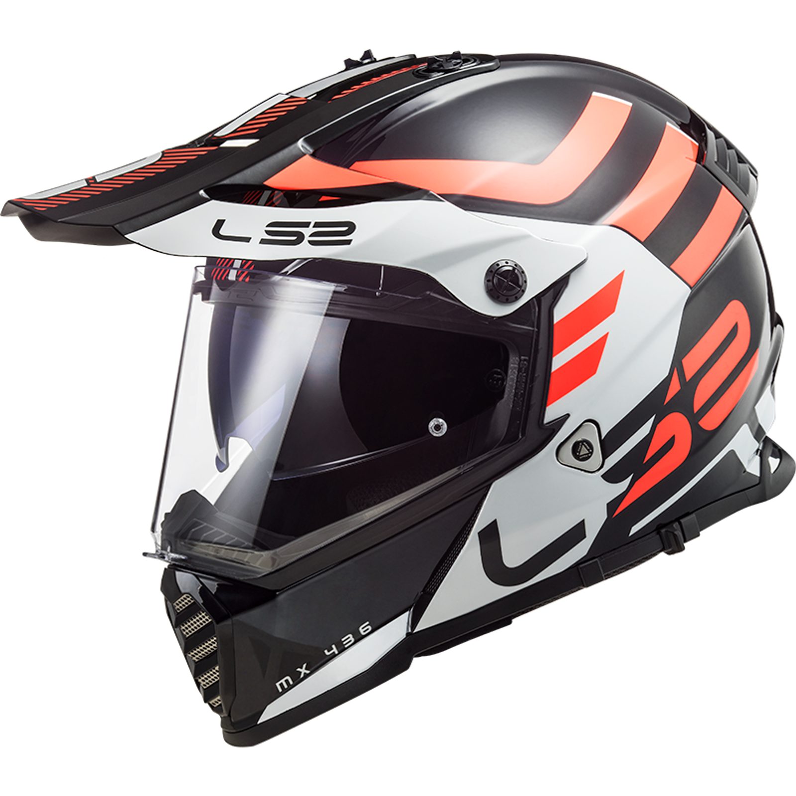 LS2 Helmets LS2 MX436 PIONEER EVO ADVENTURER BLACK WHITE - LS2 Helmets ...