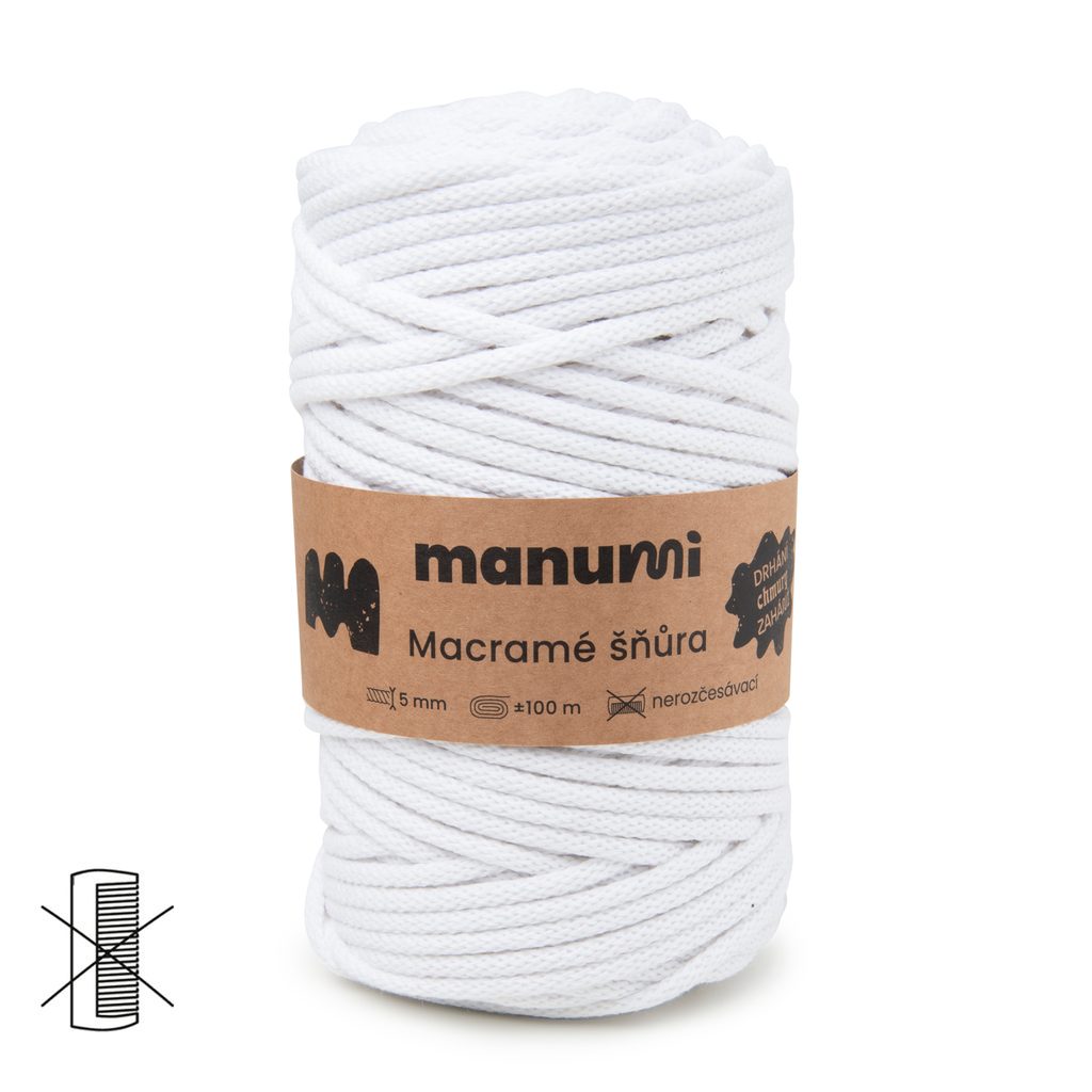 Macramé cord 5mm white | Manumi.eu