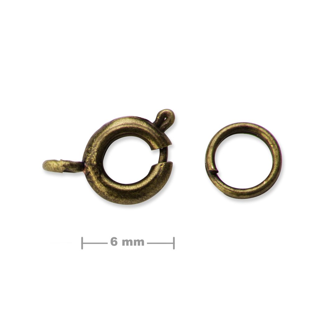 Spring ring clasp 6mm antique brass | Manumi.eu