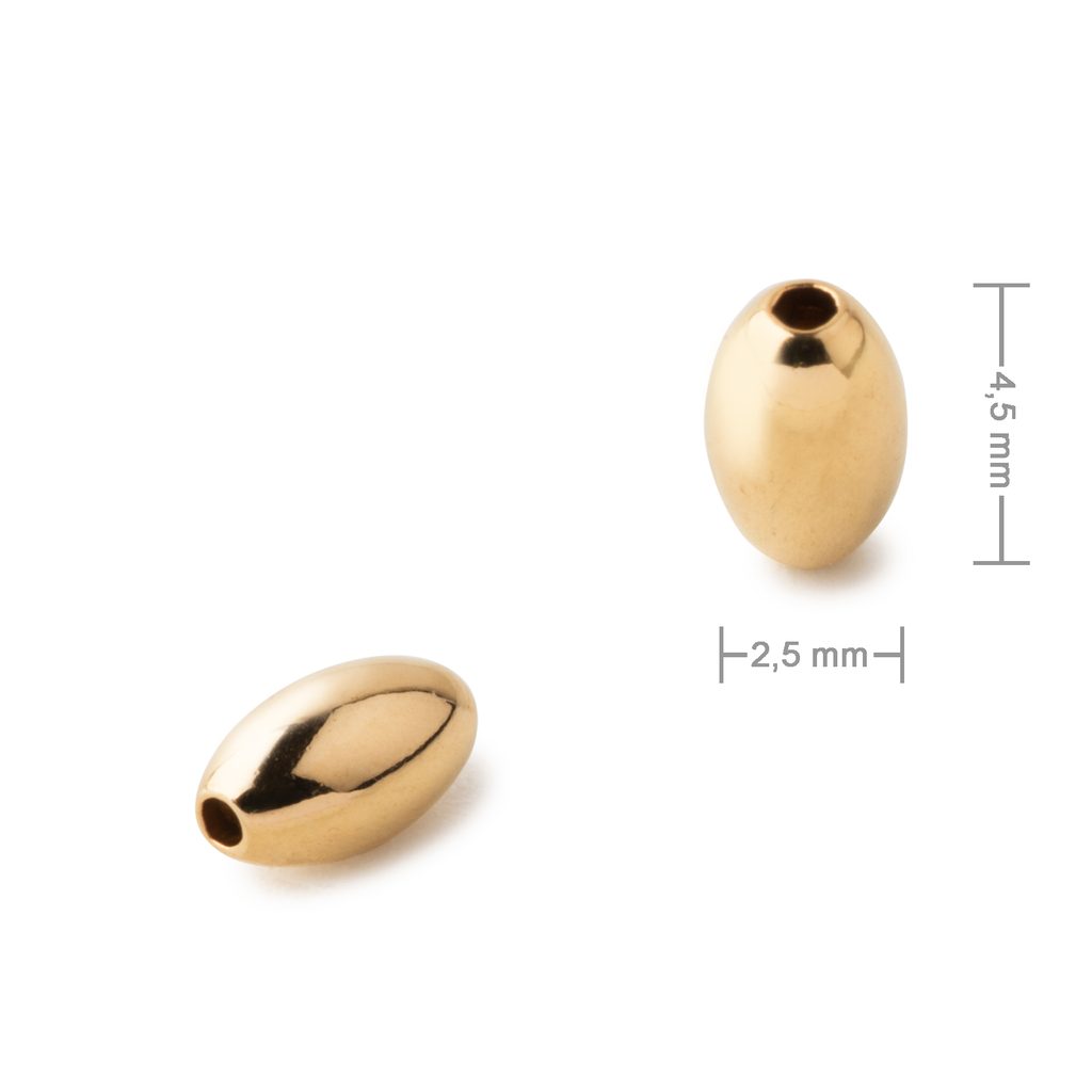 Metal bead rice 4,5 mm gold | Manumi.eu