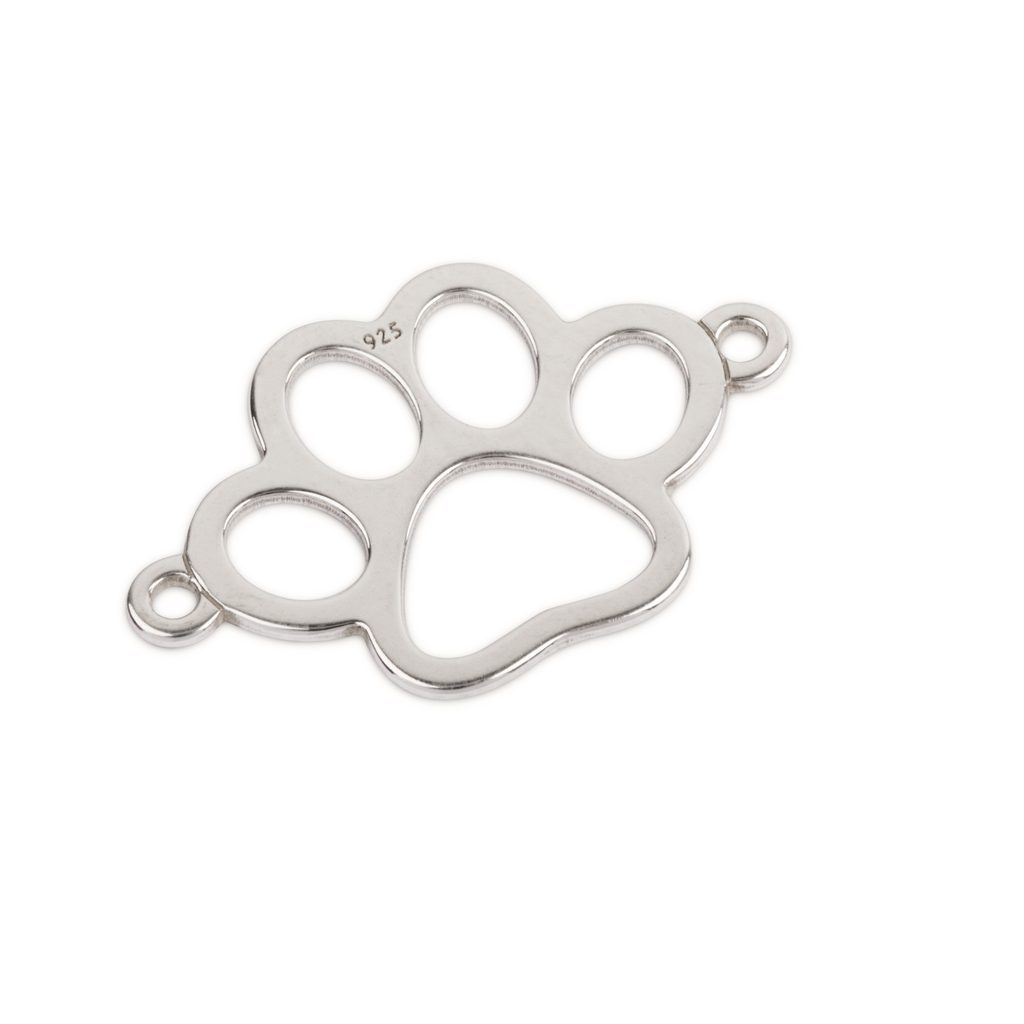 Silver connecting piece dog paw | Manumi.eu