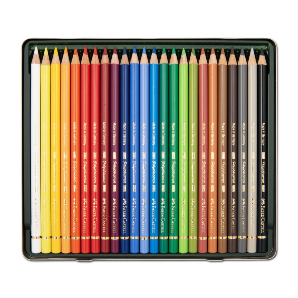 Faber-Castell Polychromos coloured pencil set in a tin case 24pcs ...