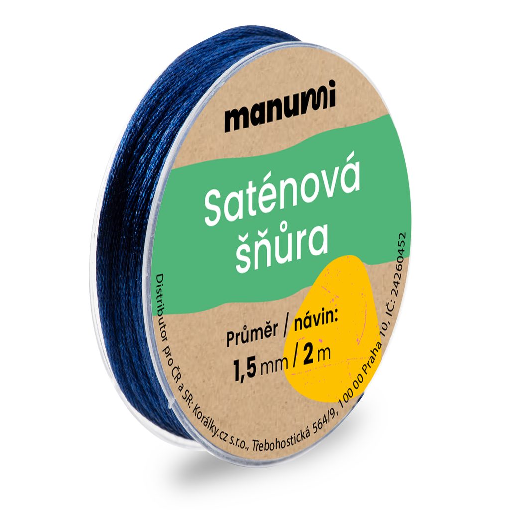 Nylon satin cord 1,5mm/2m Prussian Blue | Manumi.eu