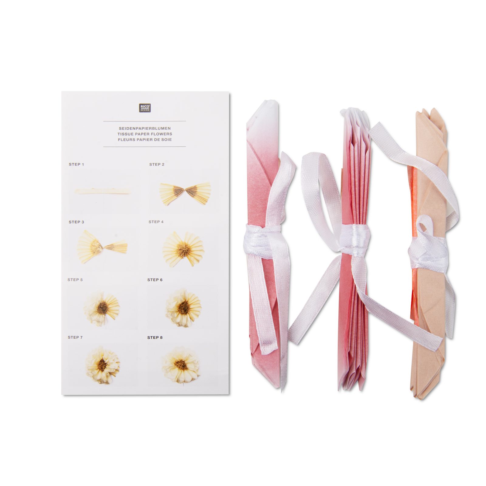 Tissue paper flowers kit - cherry blossoms diameter 11 cm | Manumi.eu