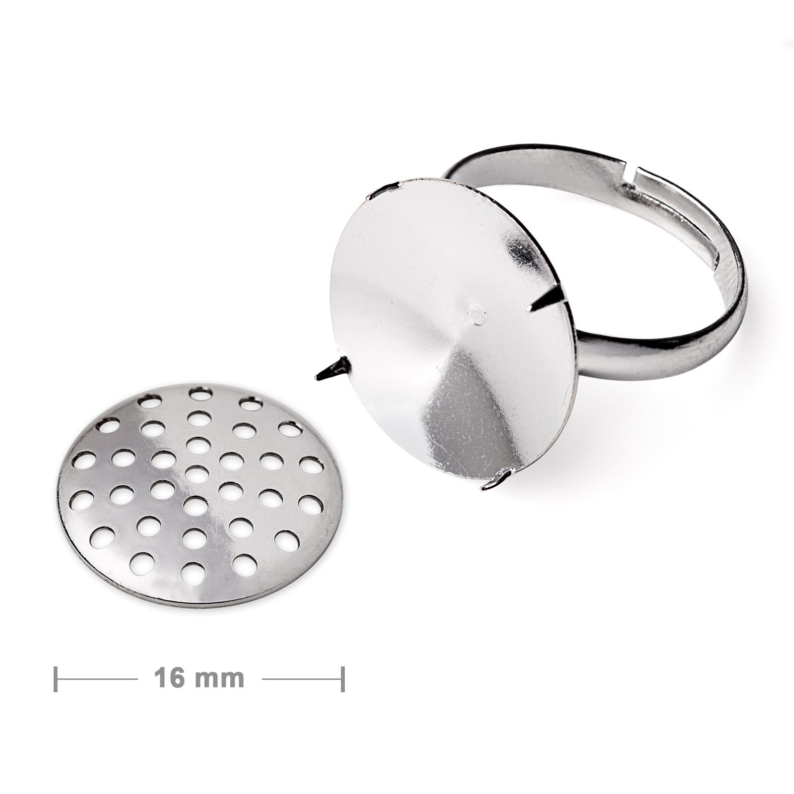 Ring base with sieve 16mm platinum | Manumi.eu
