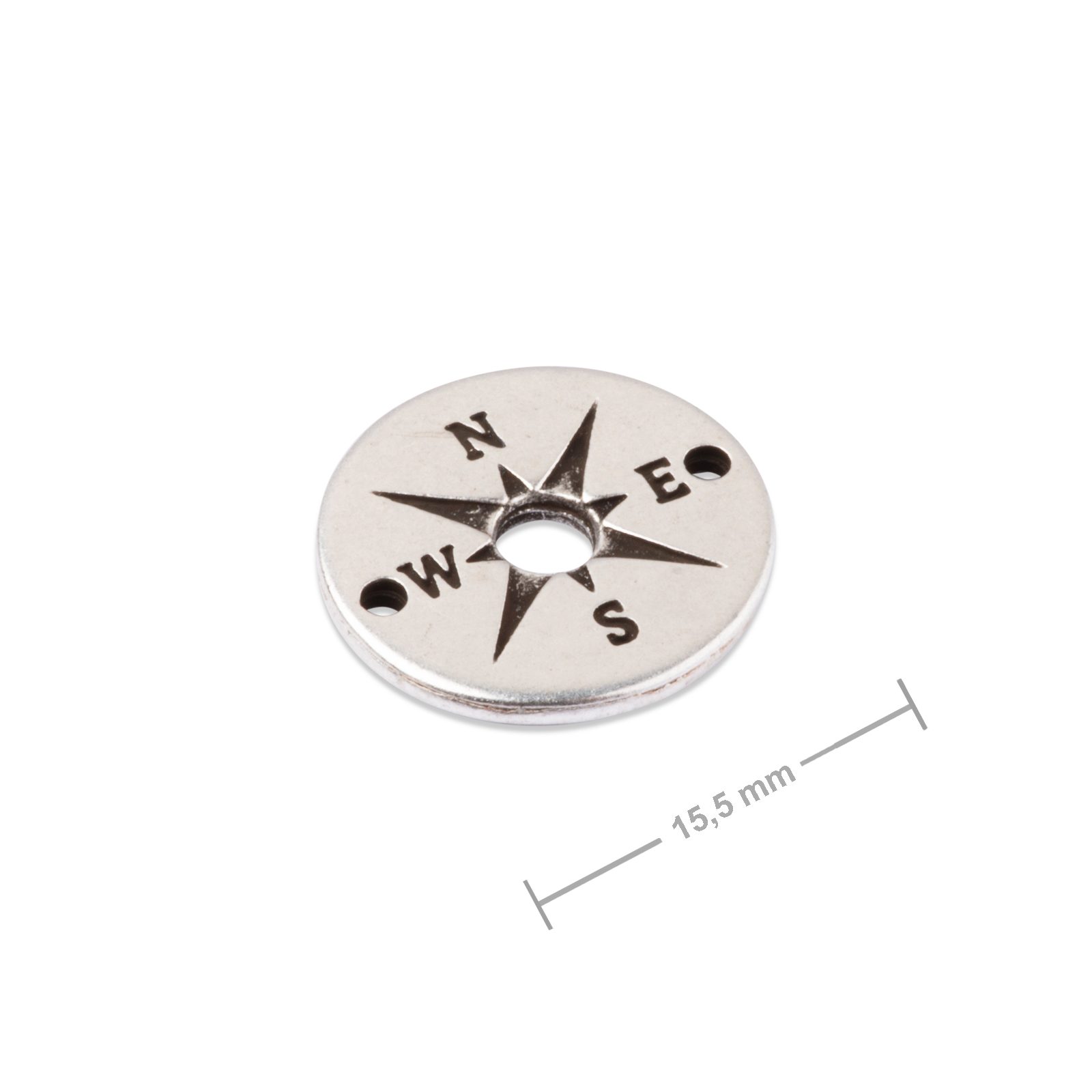 Manumi connector compass 15.5mm silver-plated | Manumi.eu