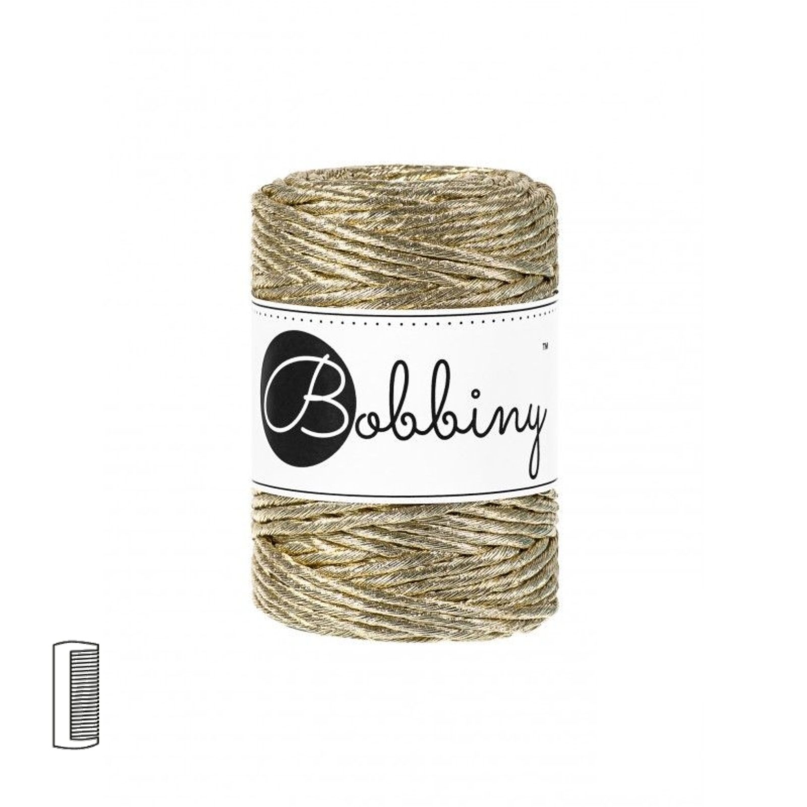 Bobbiny Metallic Macramé Cord Regular 3mm Gold | Manumi.eu
