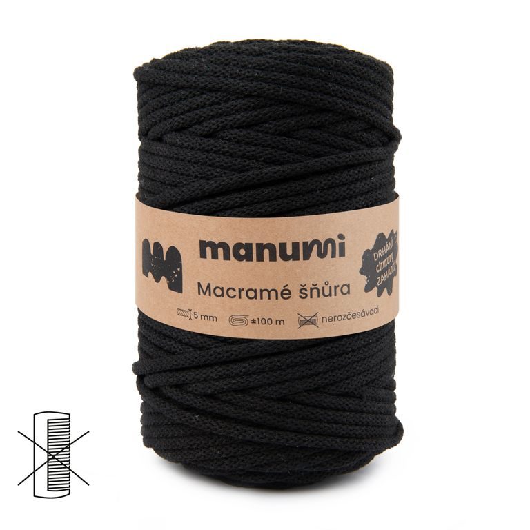 Macramé cord 5mm black | Manumi.eu