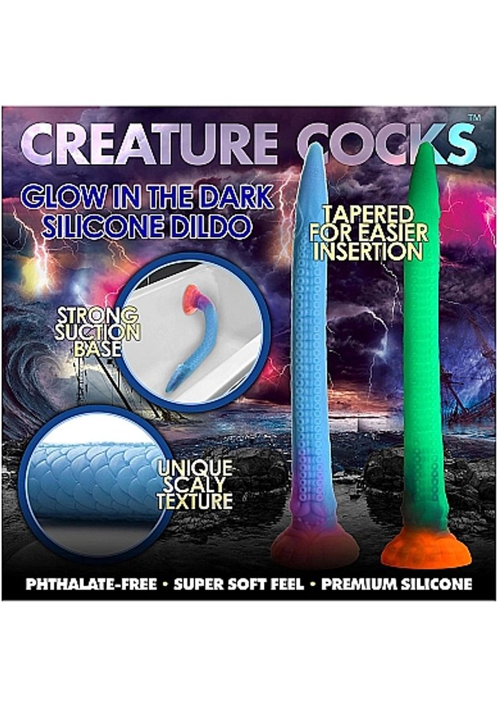 Deep Love - Creature Cocks Glow in the Dark Makara Silicone Snake Dildo ...