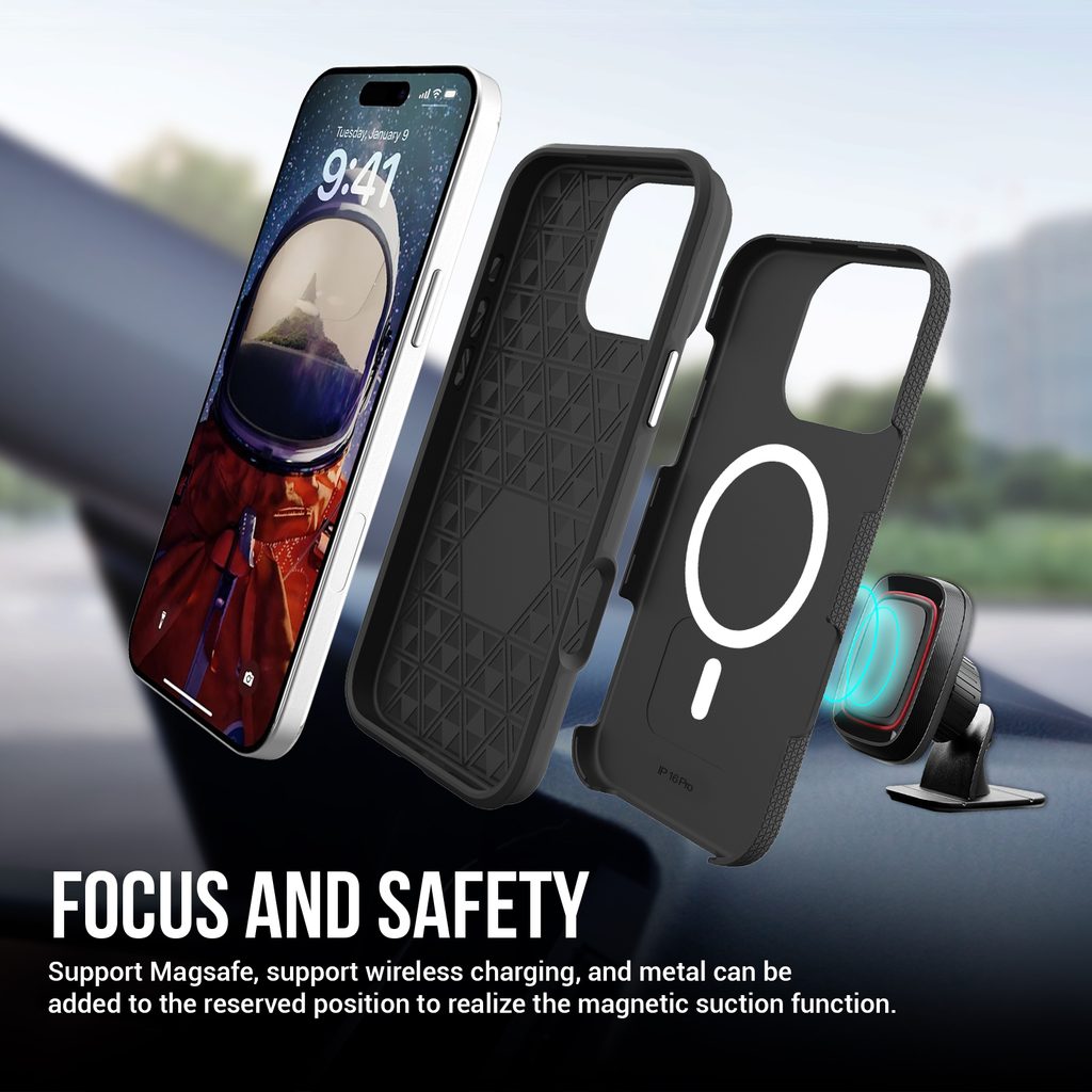 JP Triangle MagSafe case, 1.2M SGS certificate, iPhone Air, černý ...