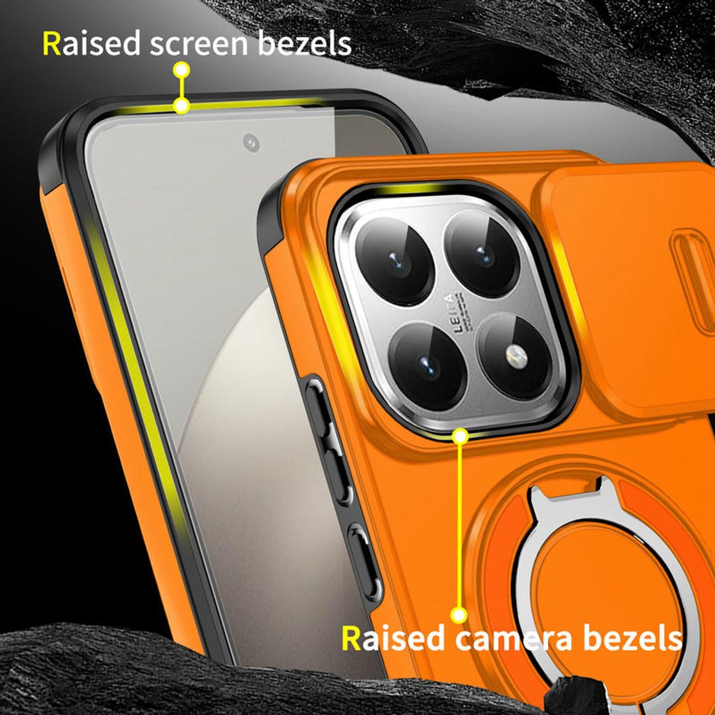 Camslide Stand obal Xiaomi 15T oranžový so stojanom | Tvrdeneskla.eu