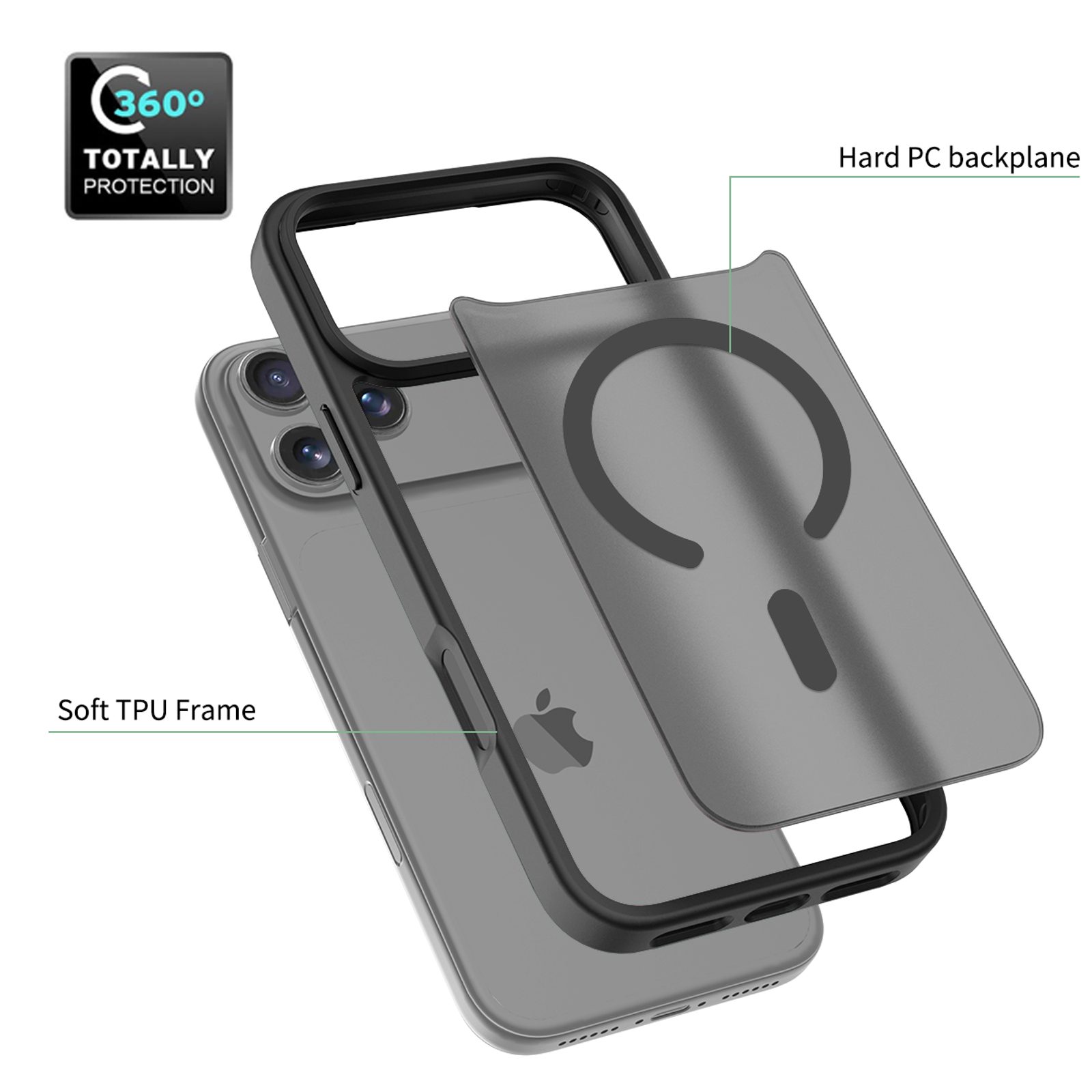 JP MagFit MagSafe tok N52 mágnes iPhone 17 Pro Max fekete | Momanio.hu