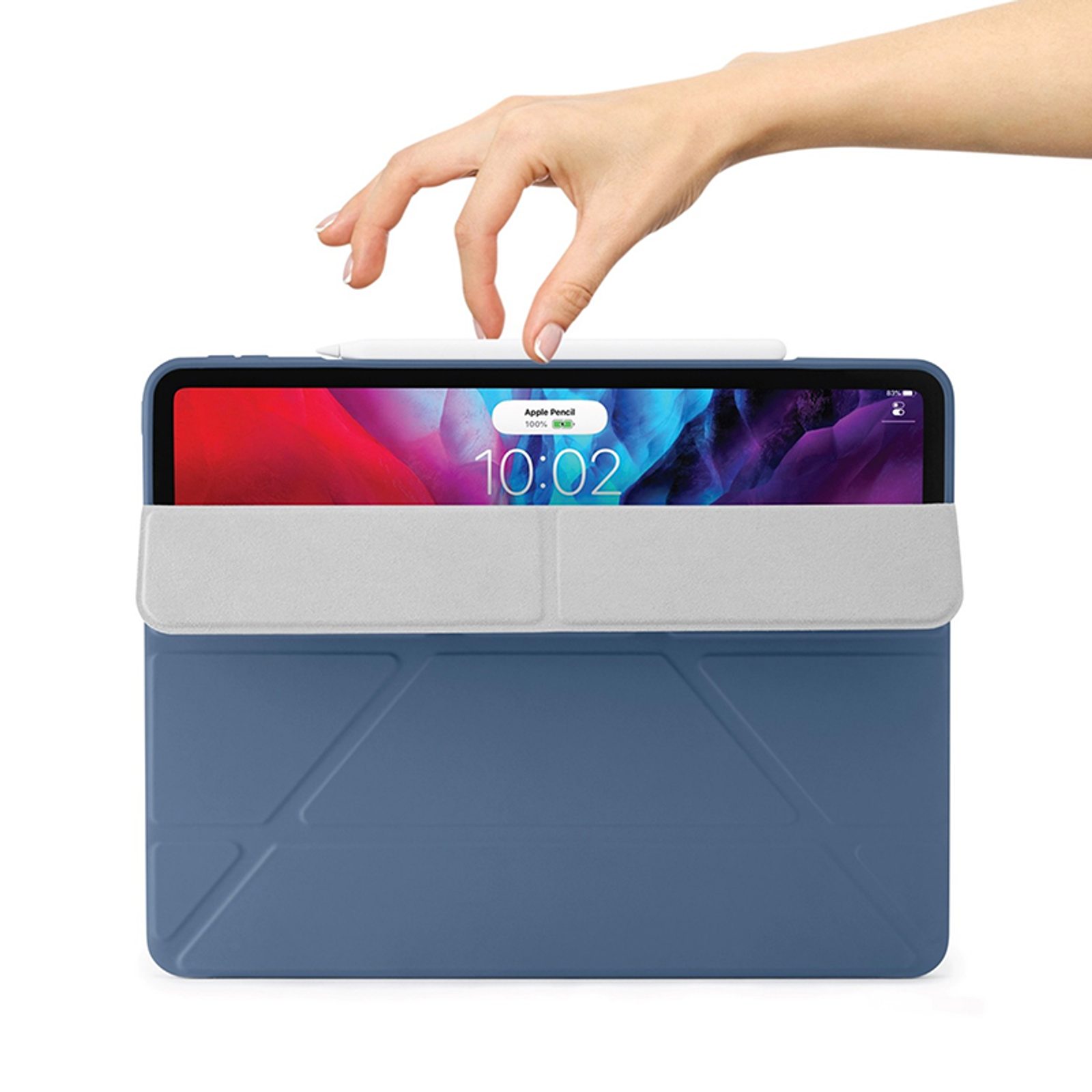 Husă Pipetto Origami iPad Pro 12.9 Air 13 - Albastră | Momanio.ro